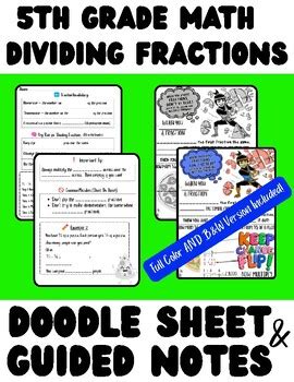 Th Grade Math Dividing Fractions Interactive Guided Fill In Notes Doodle Notes