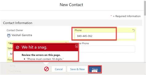 Validation Rule For Phone Number In Salesforce