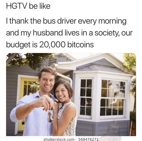A Man And Woman Standing In Front Of A House With The Caption Hgtv Be Like I Thank The Bus