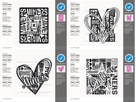 Miners Svg Miner 12 Typography Svg Mascot Designs Pack Miners