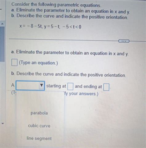 Solved Consider The Following Parametric Equations A