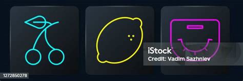 세트 라인 카지노 슬롯 머신 체리 포커 테이블과 레몬 카지노 슬롯 머신 검은 색 사각형 버튼 벡터 레몬에 대한 스톡 벡터 아트 및 기타 이미지 Istock