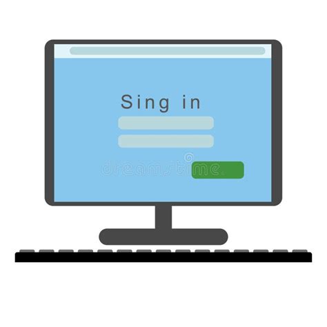Computer Screen With Login And Password Vector Illustration Stock