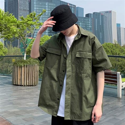 남자남방 캐주얼셔츠 오버핏 반팔남방 야상 Insum74 온채널