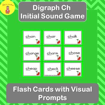 Consonant Digraph Initial Sound Ch Game And Flash Cards Tpt