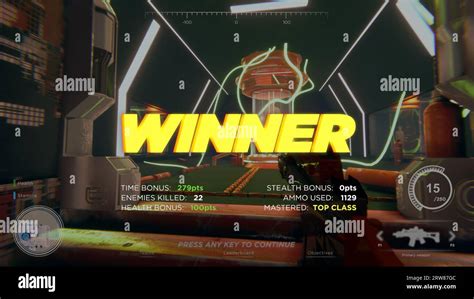 Gamer Receiving Winner Screen After Killing All Enemies And Finishing