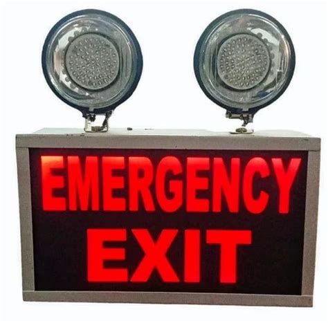 Industrial Led Emergency Light With Red Emergency Exit Full Display