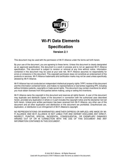 Wi Fi Data Elements Specification V2 1 Pdf Wi Fi Wireless Lan