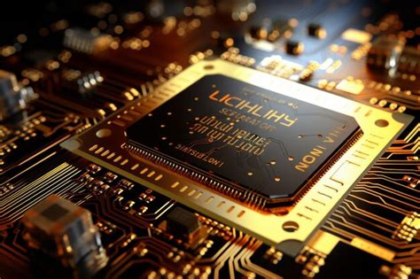 Premium Photo Artificial Intelligence Microchip With Informative Custom Text Technology