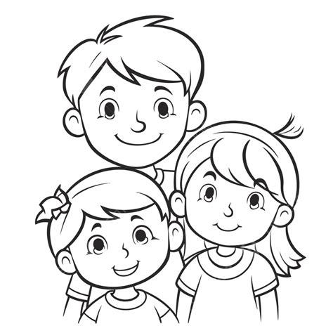 가족 색칠 페이지 개요 스케치 그림의 그림 벡터 간단한 가족 그림 간단한 가족 개요 간단한 가족 스케치 Png 일러스트