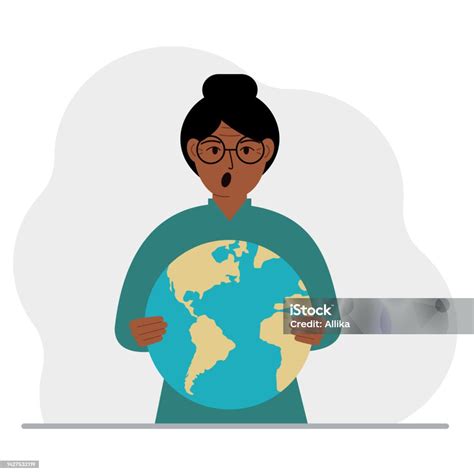 한 여성이 행성 지구를 그의 손에 맡깁니다 지구의 날 휴일 개념 지구를 구하기 지구 온난화 또는 기후 변화 구에 대한 스톡 벡터 아트 및 기타 이미지 Istock