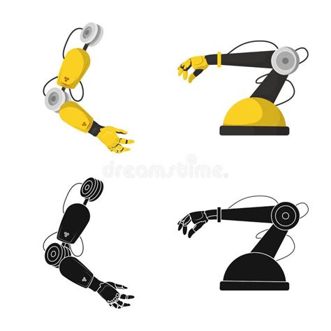 Vector Illustration Of Robot And Factory Symbol Set Of Robot And Space Stock Vector