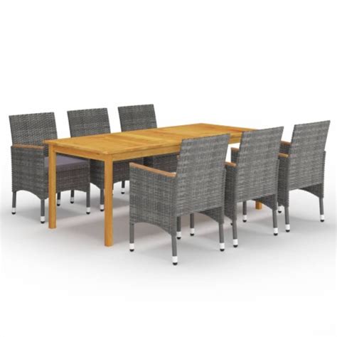 Vidaxl 7 Piece Patio Dining Set Gray 6 Kroger