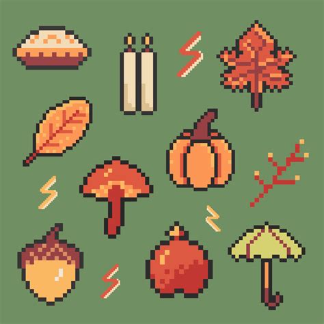 autumn object bundle pixel art for your design 49045025 vector art at