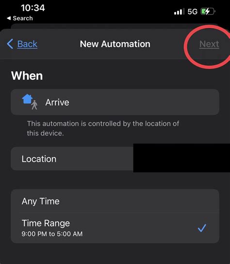 Location Based Automations Disable “next” When Selecting Certain Time Range How Why Help R