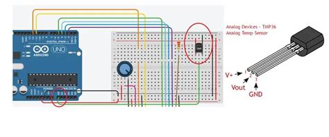 capteur de température tmp36 et écran lcd utilisant arduino tinkercad