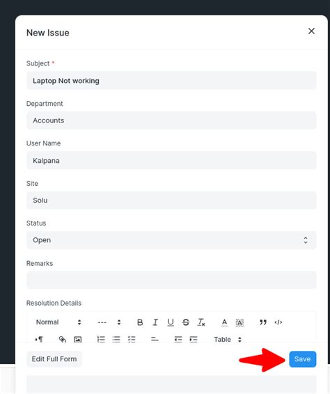 on quick entry form of issue list doesn t get saved after saving the document it remains