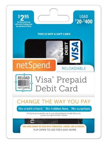 Netspend Visa Reloadable Prepaid Debit Card Vl 20 500 2 95 Kroger