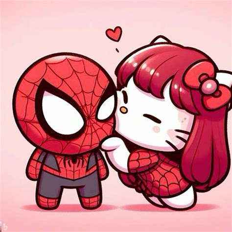 Hello Kitty X Spiderman Şirin çizim Sanatsal Resimler Fotoğraf çekimi
