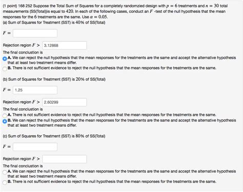 Solved Suppose The Total Sum Of Squares For A Completely Chegg