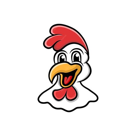 Chicken Head Cartoon Mascot Logo Premium Vector