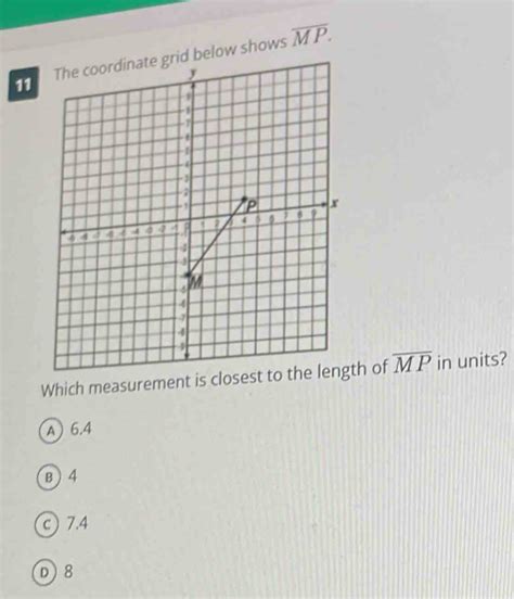 Solved 11the Coordinate Grid Below Shows Overline Mp Which