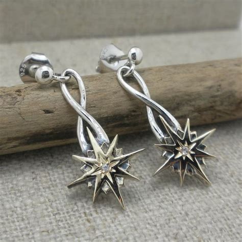 Sterling Silver Celtic Compass Earrings With White Sapphires By Keith