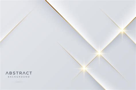 황금 라인 흰색 추상적 인 배경 프리미엄 벡터