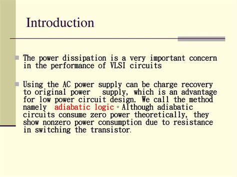 PPT A CMOS Adiabatic Logic For Low Power Circuit Design PowerPoint Presentation ID