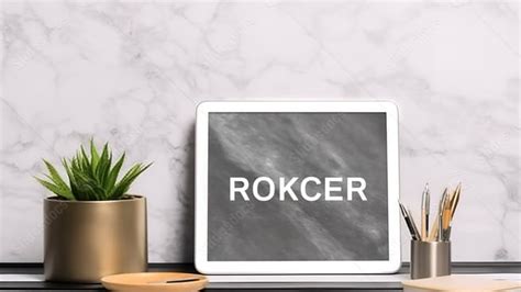 Portable Tablet Screen Mockup On An Empty Marble Work Desk Realistic D Montage Powerpoint