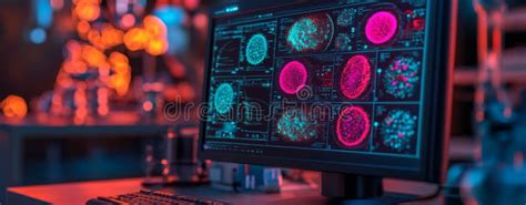 In A Science Lab A Microscope Is Paired With A Computer Monitor