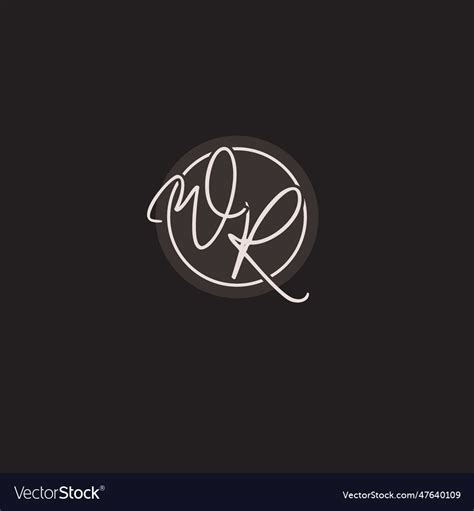 Initials Wr Logo Monogram With Simple Circle Line Vector Image