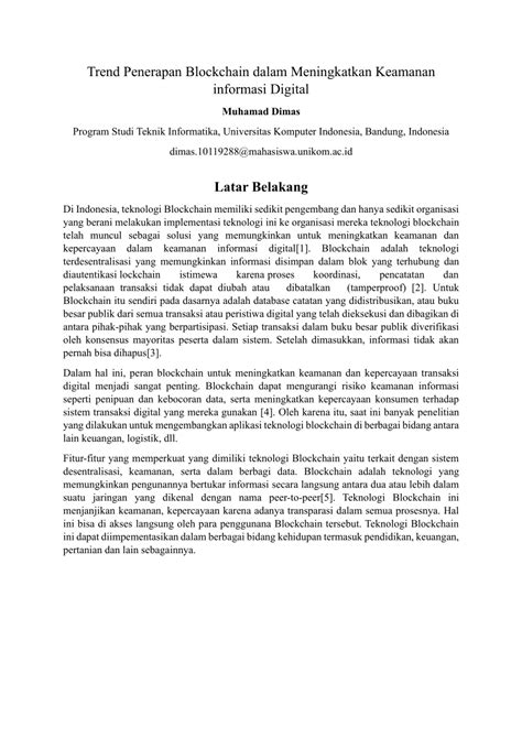 Pdf Trend Penerapan Blockchain Dalam Meningkatkan Keamanan Informasi Digital