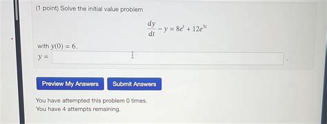 solved 1 point solve the initial value problem