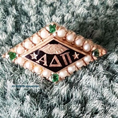 Alpha Delta Pi Sorority Frat Gold Jeweled Pin Badge Set Lgb Oregon