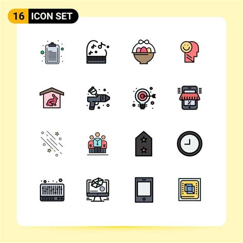 16 Thematic Vector Flat Color Filled Lines And Editable Symbols Of Nature Robbit Easter House