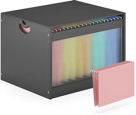 Hanging File Box Organizer For Letter Size Bamboo Acrylic File Folder Storage With Lid Clear