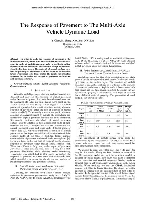 Pdf The Response Of Pavement To The Multi Axle Vehicle Dynamic Load