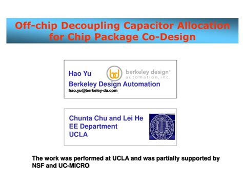 PPT Off Chip Decoupling Capacitor Allocation For Chip Package Co Design PowerPoint