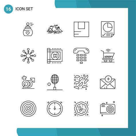 Vector Pack Of 16 Outline Symbols Line Style Icon Set On White Background For Web And Mobile