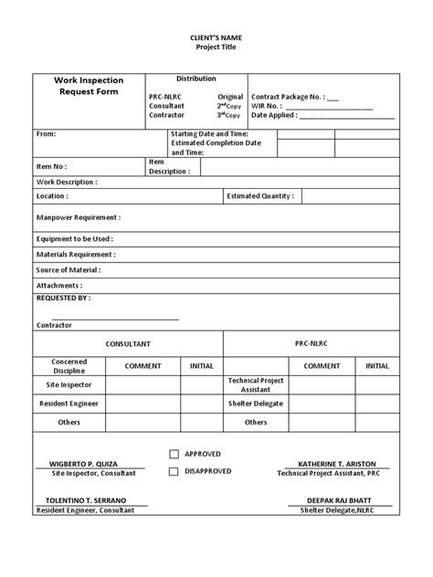 Work Inspection Request Form Rev0