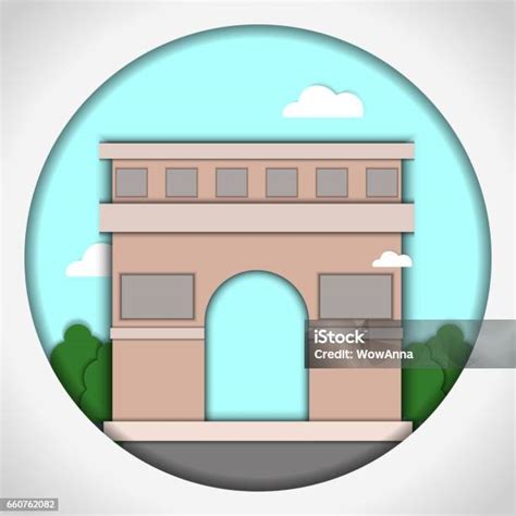 종이 아플 리 케 스타일 벡터 일러스트 개선문 파리 프랑스의 응용 프로그램으로 카드 엽서입니다 0명에 대한 스톡 벡터 아트 및