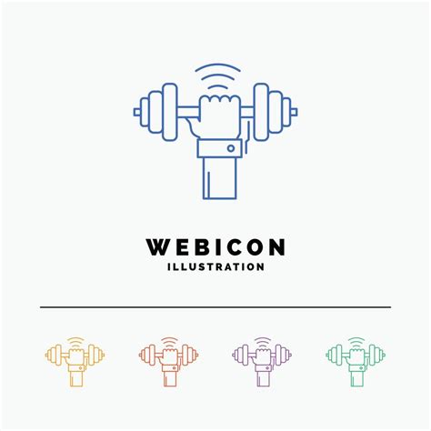 Dumbbell Gain Lifting Power Sport 5 Color Line Web Icon Template