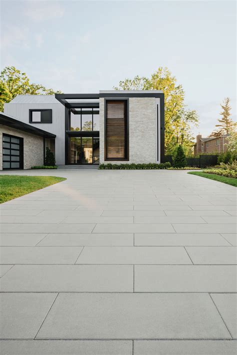 Paver Driveway Contemporary Home Exterior Design Driveway Design