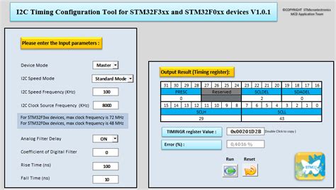 Stm32f3 I2c Timing Configuration Tool Settings Stmicroelectronics