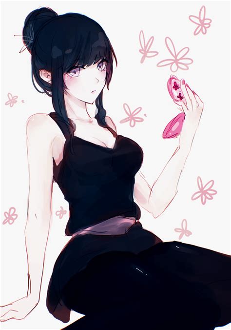 Safebooru 1girl Absurdres Barefoot Black Dress Black Hair Black