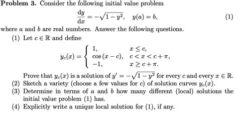 Solved Problem 3 Consider The Following Initial Value
