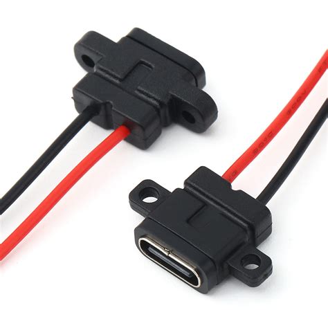 Type C2p防水母座全塑焊线式 线长可选带耳螺丝孔 Type C防水母座 阿里巴巴