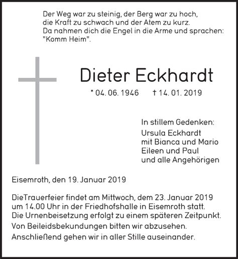 Traueranzeigen Von Dieter Eckhardt Vrm Trauerde