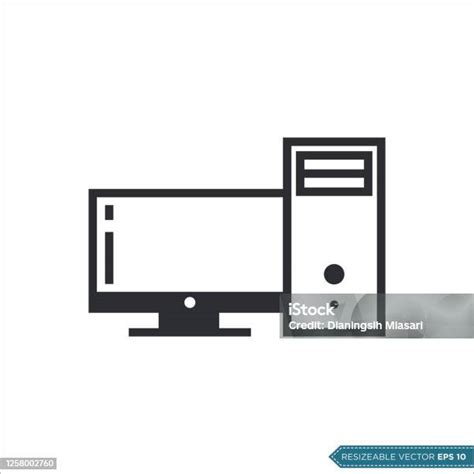 Pc 컴퓨터 데스크톱 아이콘 벡터 템플릿 Cpu에 대한 스톡 벡터 아트 및 기타 이미지 Cpu 로고 컴퓨터 모니터 Istock